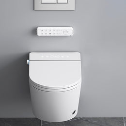 Contemporary Smart Toilet Antimicrobial Foot Sensor Elongated Wall Hung ...