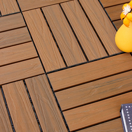 Square Decking Tiles Interlocking Striped Pattern Deck Plank - Clearhalo