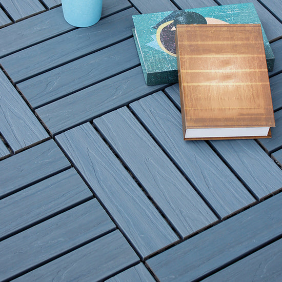 Square Decking Tiles Interlocking Striped Pattern Deck Plank - Clearhalo