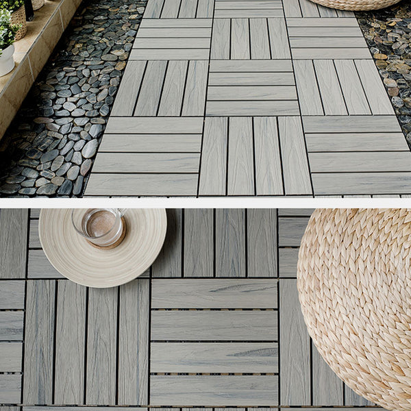 Square Decking Tiles Interlocking Striped Pattern Deck Plank - Clearhalo
