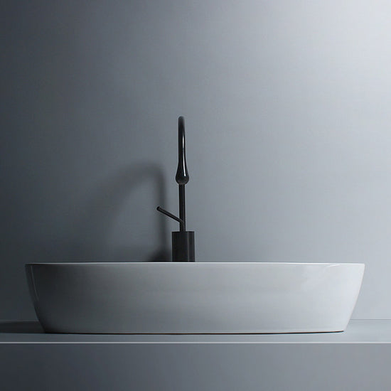 Porcelain Trough Sink Modern Simple Trough Bathroom Sink with Faucet ...