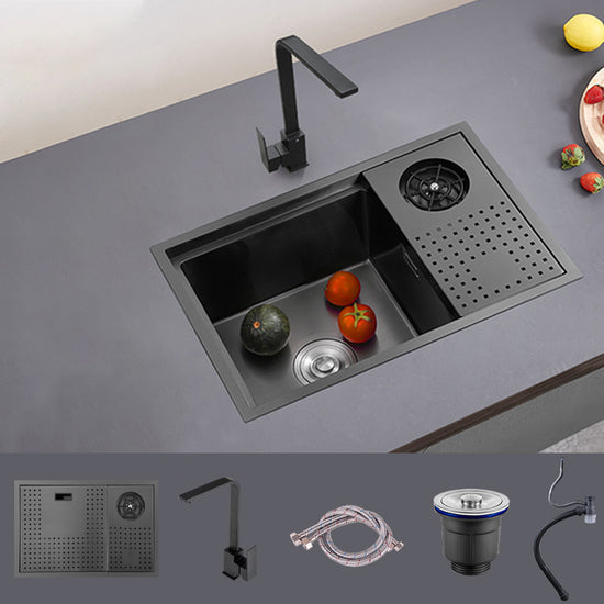 Modern Sink Overflow Hole Single Basin Kitchen Sink with Drain Assembly ...