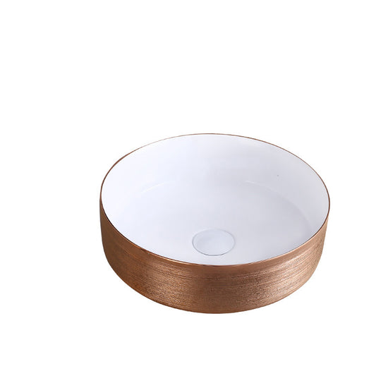 Round Bathroom Sink Contemporary Porcelain Trough Bathroom Sink - Clearhalo
