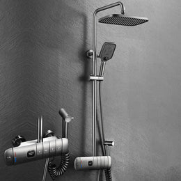 Modern Push Button Shower System Slide Bar Included Shower Head Combo ...