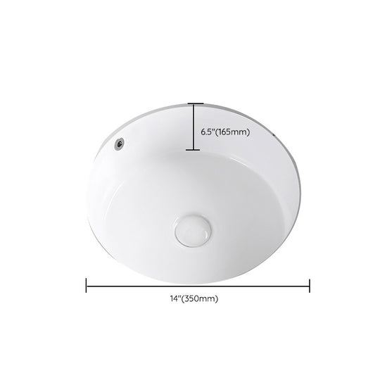 Modern Vessel Lavatory Sink Round Porcelain with Overflow Undermount ...