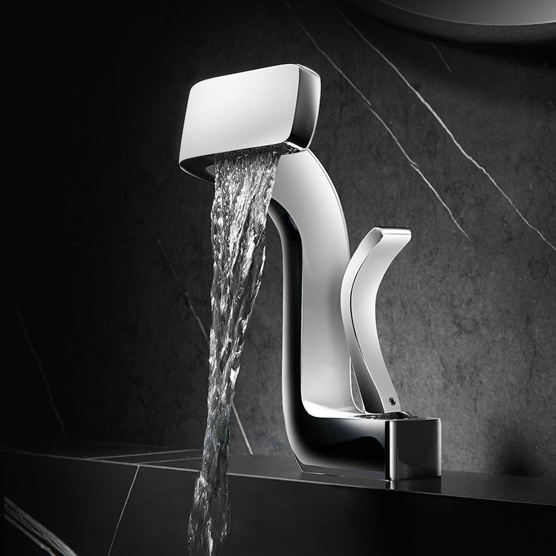 Unique Faucet Bathroom Waterfall Spout Lever Handle Single Hole Faucet ...