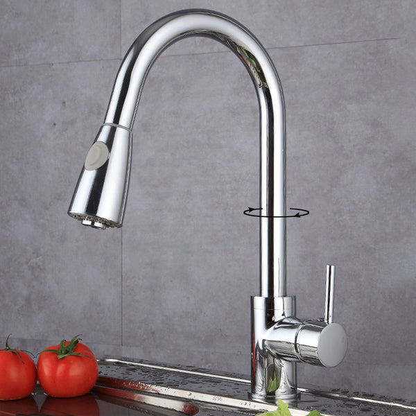 Modern Spray Kitchen Faucet Brass Pulldown Sprayer Swivel Spout Bridge ...