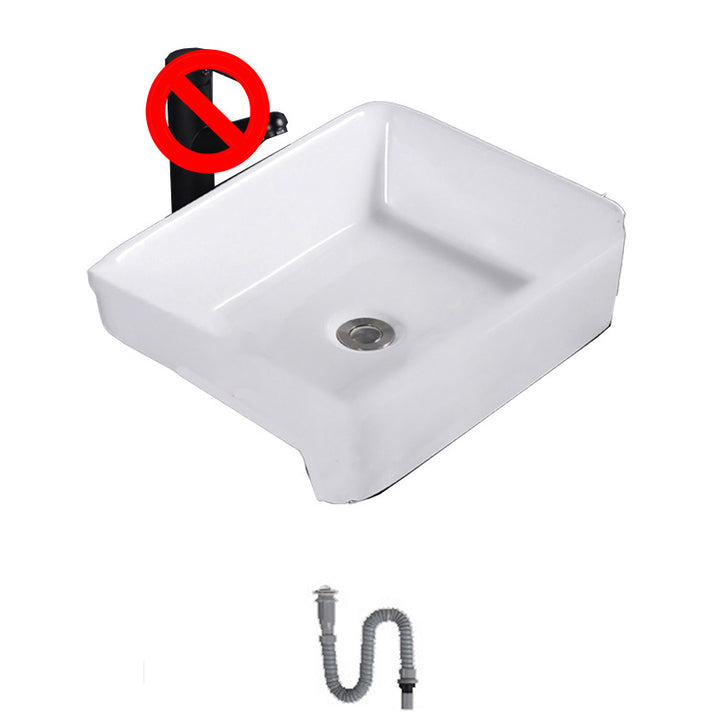 Modern Semi-Recessed Vessel Porcelain with Overflow And Drain Assembly ...