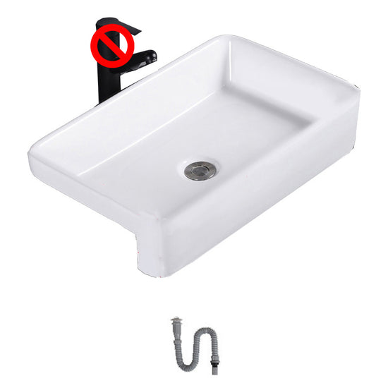 Modern Semi-Recessed Vessel Porcelain with Overflow And Drain Assembly ...