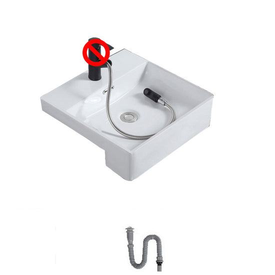 Modern Semi-Recessed Vessel Porcelain with Overflow And Drain Assembly ...