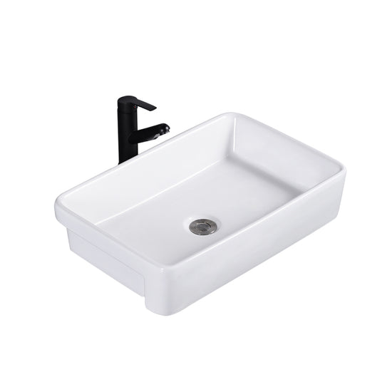 Modern Semi-Recessed Vessel Porcelain with Overflow And Drain Assembly ...