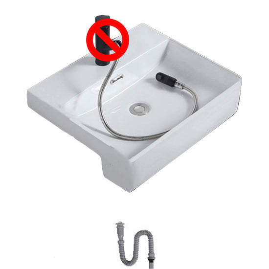 Modern Semi-Recessed Vessel Porcelain with Overflow And Drain Assembly ...