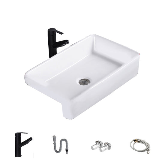 Modern Semi-Recessed Vessel Porcelain with Overflow And Drain Assembly ...