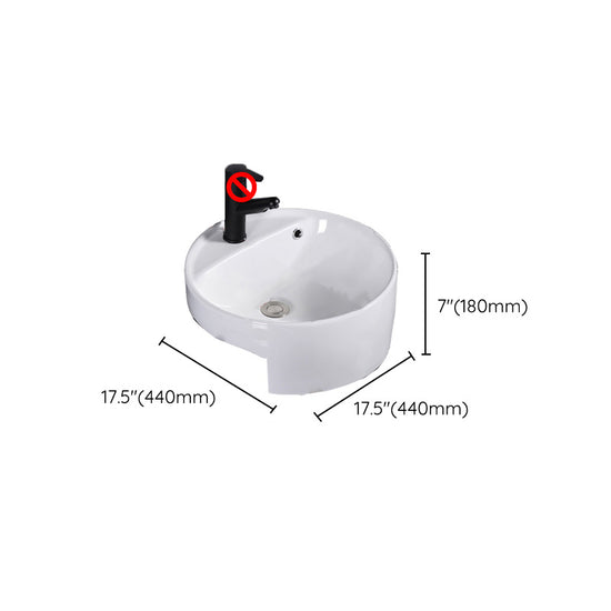 Modern Semi-Recessed Vessel Porcelain with Overflow And Drain Assembly ...