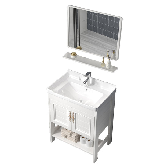Freestanding Vanity White Shelving Included Rectangular Single Sink ...