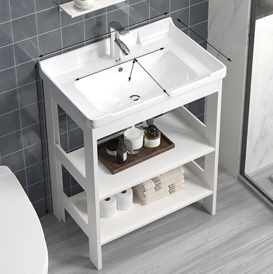 Freestanding Vanity White Shelving Included Rectangular Single Sink ...