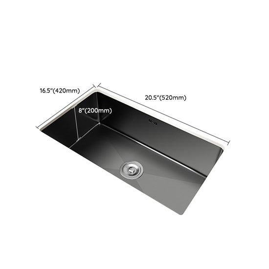Rectangular Kitchen Sink Black Stainless Steel Single Bowl Top Mount ...