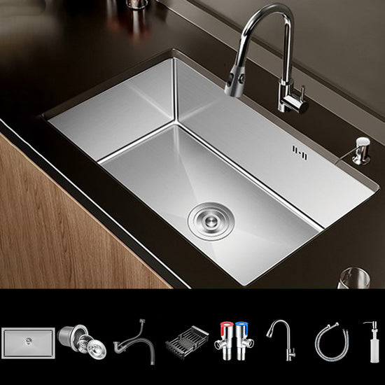 Single Bowl Kitchen Sink Stainless Steel Rectangular Undermount Kitchen ...