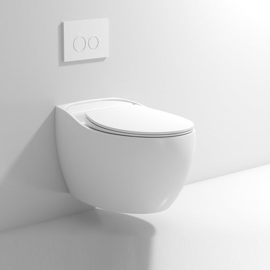 Modern Ceramic Flush Toilet Wall Hung Toilet Bowl for Washroom - Clearhalo
