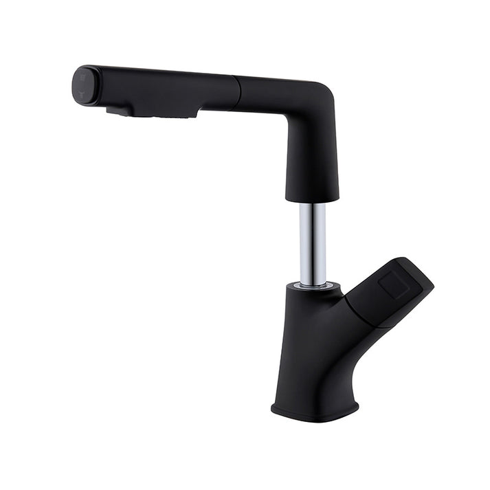 Modern Sink Faucet Lifting Rotary Handle Brass Bathroom Faucet - Clearhalo