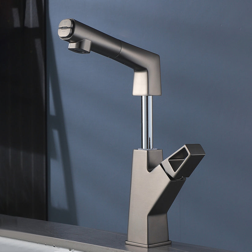 Bathroom Sink Faucet Lifting Lever Handle Pull-out Rotary Handle Faucet ...