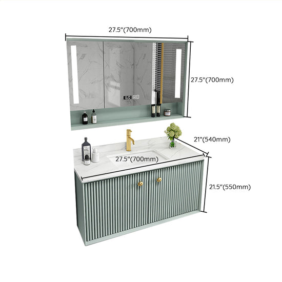 Wood Frame Vanity Glam Green Single Sink Mirror Wall-Mounted Bath ...
