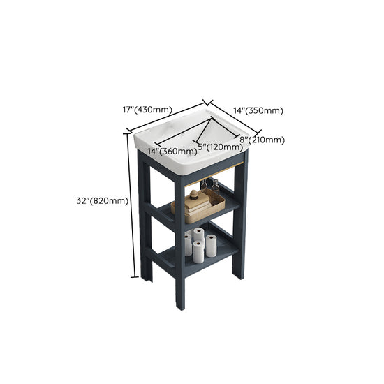 Metal Frame Vanity Shelving Included Single Sink Freestanding Bathroom ...