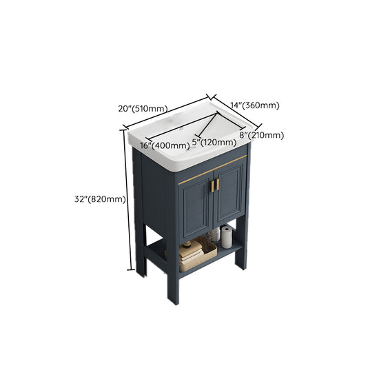 Metal Frame Vanity Shelving Included Single Sink Freestanding Bathroom ...