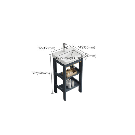 Metal Frame Vanity Shelving Included Single Sink Freestanding Bathroom ...