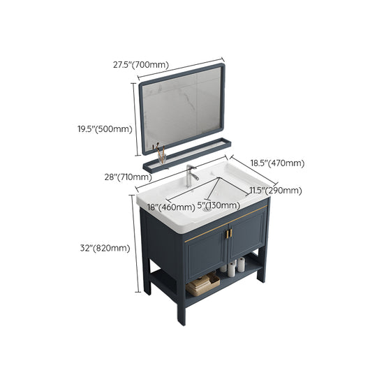 Metal Frame Vanity Shelving Included Single Sink Freestanding Bathroom ...