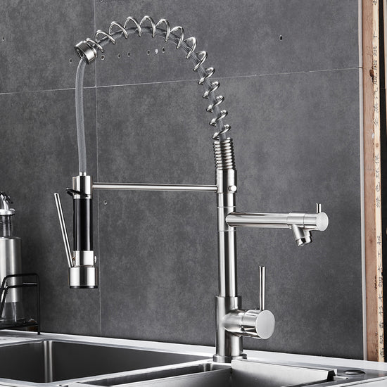 Modern Farmhouse Spring Spout Kitchen Sink Faucet Gooseneck with Pull ...