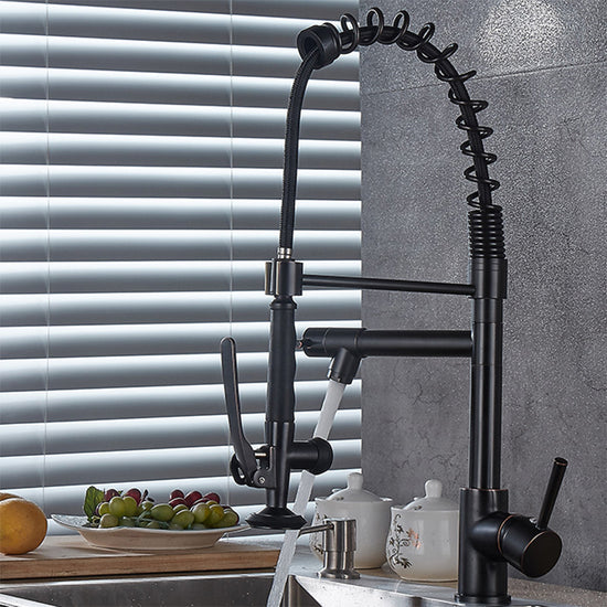 Modern Farmhouse Spring Spout Kitchen Sink Faucet Gooseneck with Pull ...