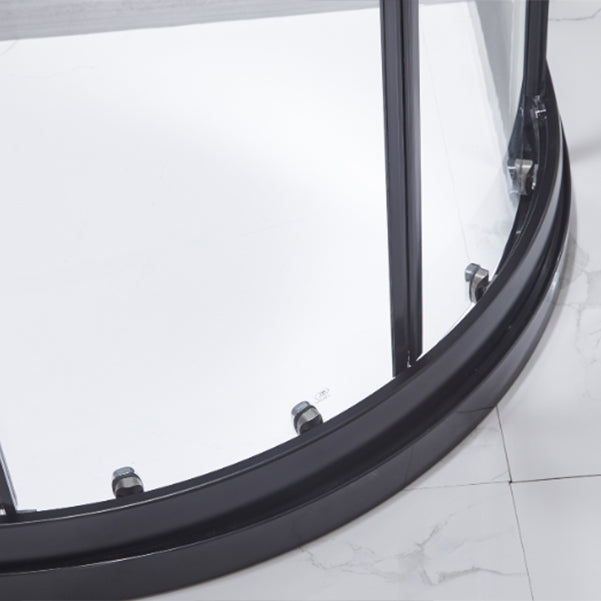 Neo-round Double Sliding Shower Enclosure Black Frame Shower Kit ...
