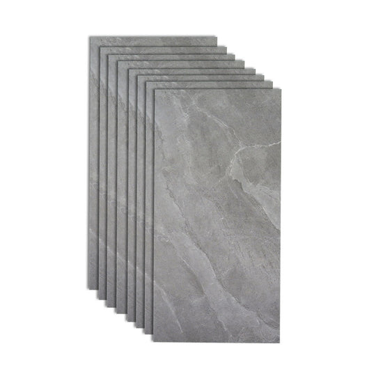 Gray Matte Singular Tile Marble Appearance Straight Edge Rectangular Floor Tile - Clearhalo