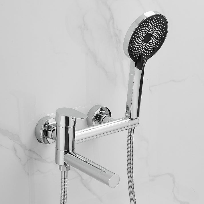 Lever Handle Shower Faucet Single Hand Shower with Shower Hose - Clearhalo