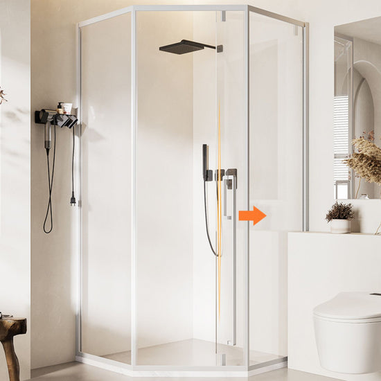 Neo-Angle Clear Tempered Shower Enclosure Framed Double Sliding Shower ...