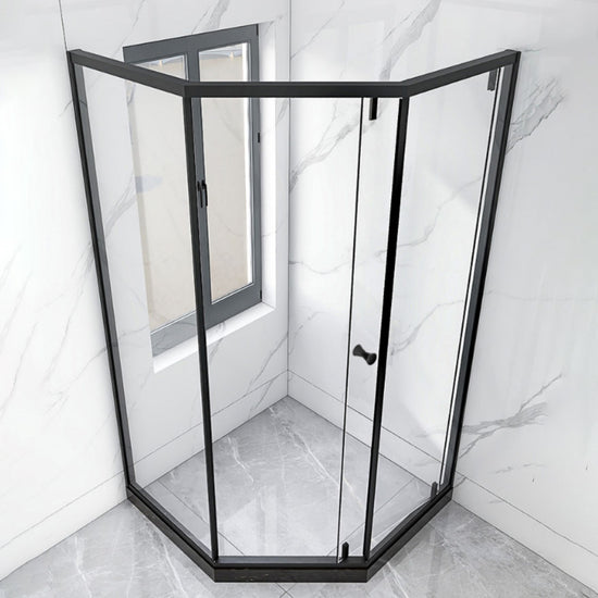 Neo-Angle Black Frame Shower Enclosure Tempered Glass Shower Stall with ...