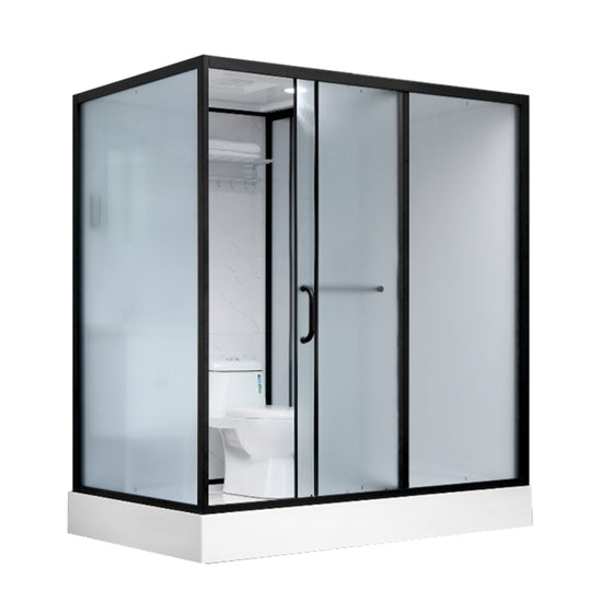 Single Sliding Shower Stall Rectangle Shower Stall with Rain Shower and ...
