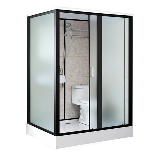 Rectangle Shower Stall Black Sliding Shower Stall with White Base ...