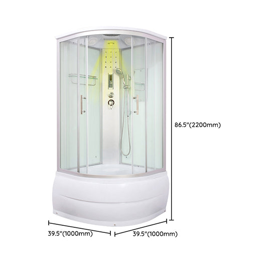 Round Shower Stall Double Sliding Shower Stall with White Base and Rain ...