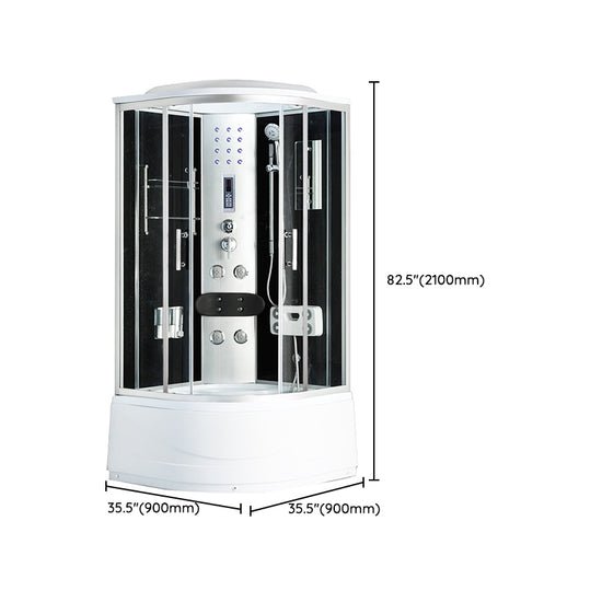 Round Shower Stall Double Sliding Shower Stall with White Base and Rain ...