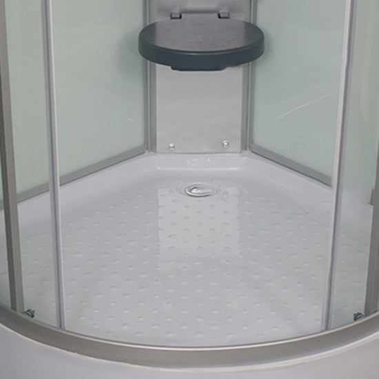 Double Sliding Shower Stall Round Shower Stall with Light and Towel Bar ...