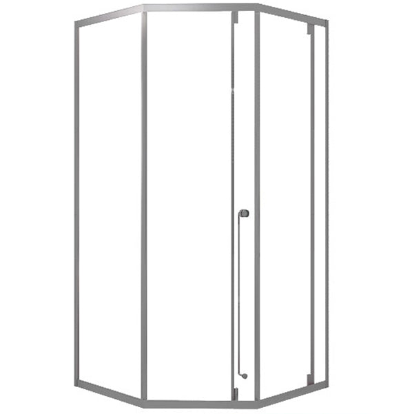 Framed Single Sliding Corner Shower Enclosure with Single Door Handles - Clearhalo