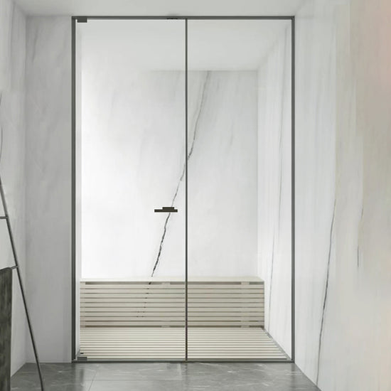 Full Narrow Frame Pivot Shower Door Tempered Glass Shower Door - Clearhalo