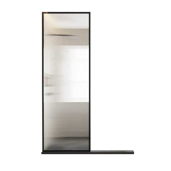 Black Full Frame Fixed Shower Screen Tempered Glass Shower Door - Clearhalo