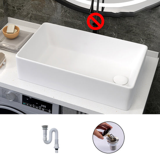 Modern Style Trough Bathroom Sink Rectangle Ceramic Trough Bathroom ...