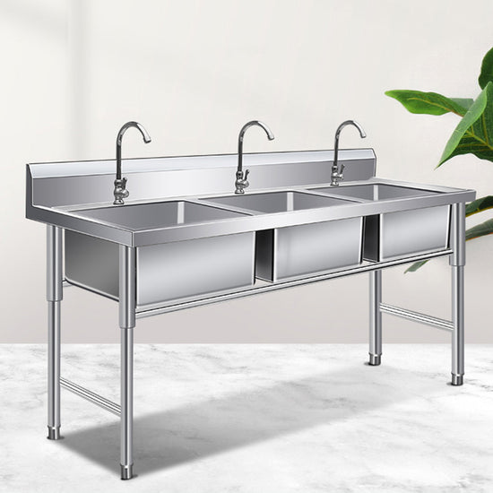 Basic Kitchen Sink Rectangular Workstation Sink with Faucets - Clearhalo