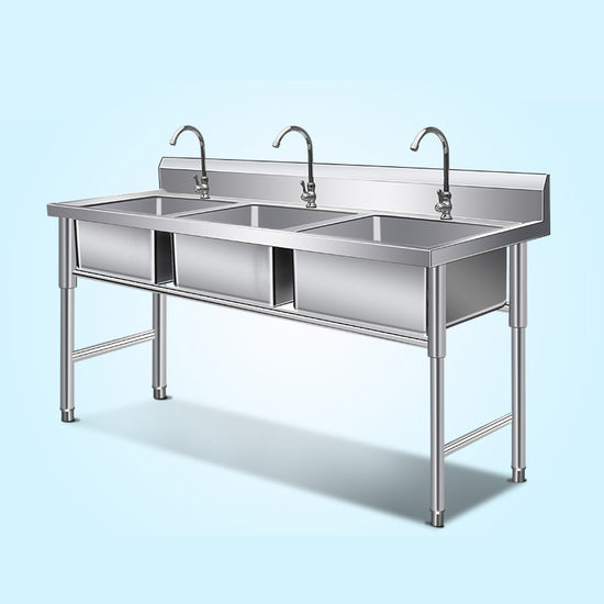 Basic Kitchen Sink Rectangular Workstation Sink with Faucets - Clearhalo