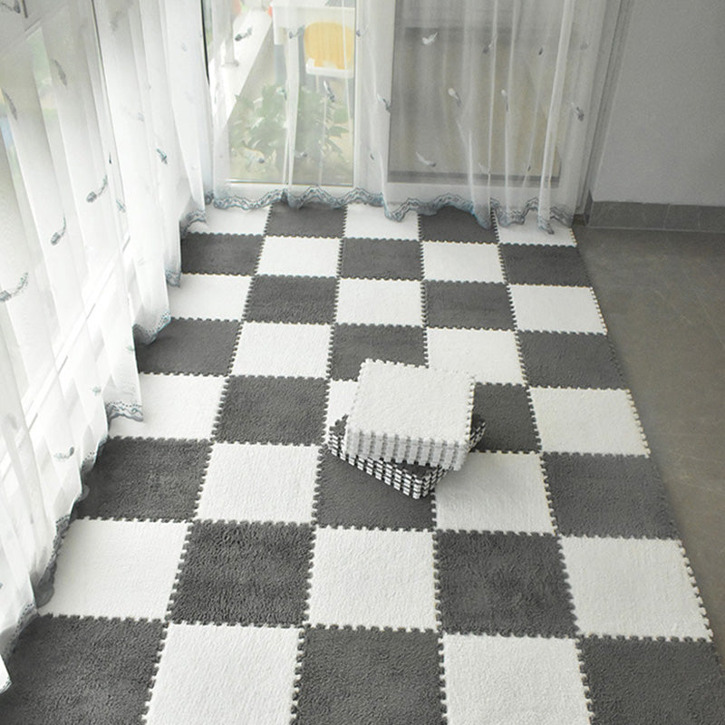 Modern Carpet Tiles Interlocking Square Color Block Stain Resistant ...