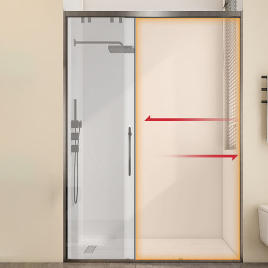 Single Sliding Frame Shower Bath Door Black Clear Shower Doors - Clearhalo